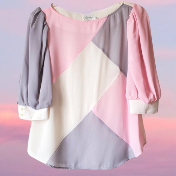 Vintage | Tops | Vintage Pastel Colorblock Blouse | Poshmark